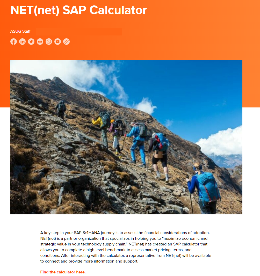 NET(net) Announces Relationship with ASUG (Americas SAP User Group)